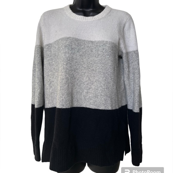 J. Crew Factory | Sweaters | J Crew Factory White Gray Black Block ...